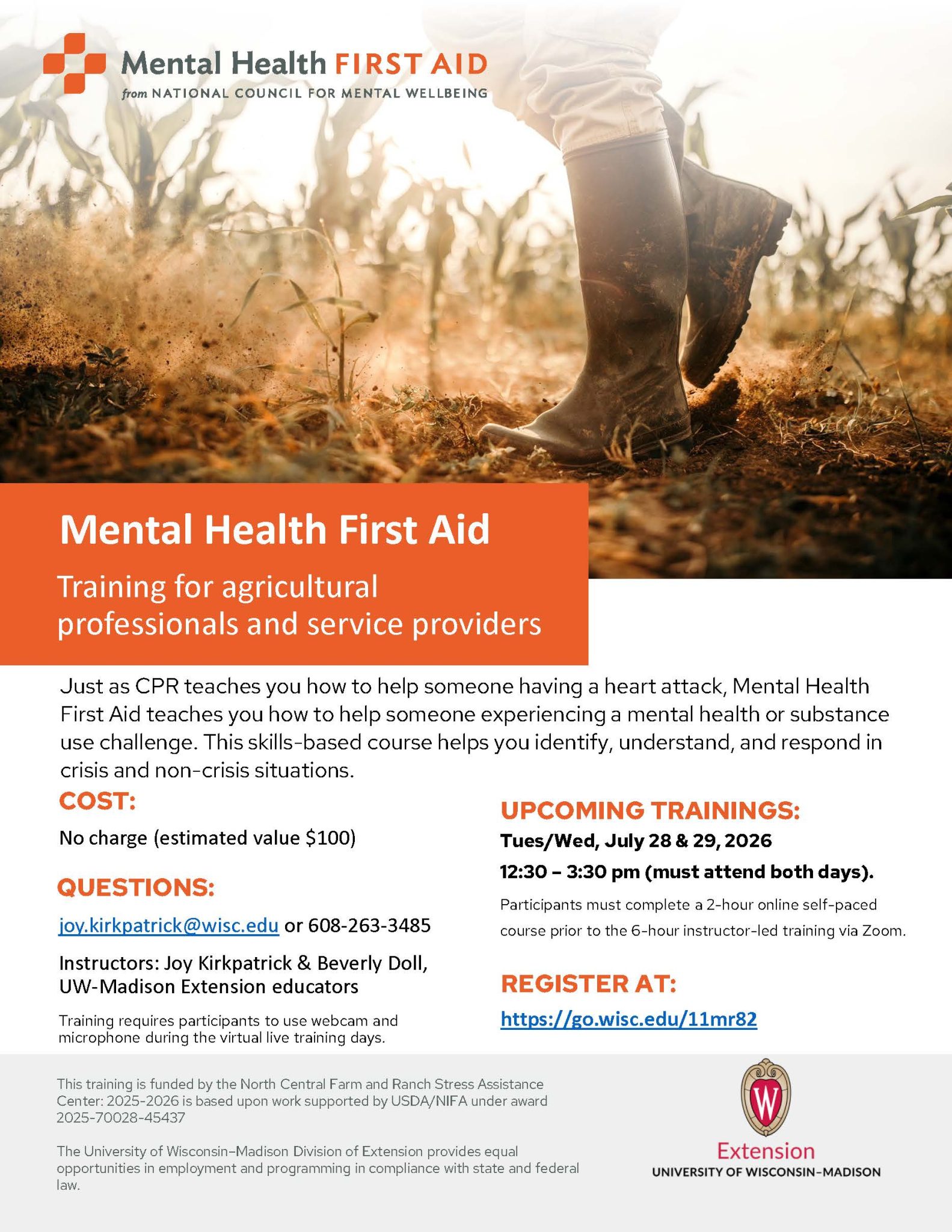 Adult Mental Health First Aid for WI Ag Community – Extension Pepin County